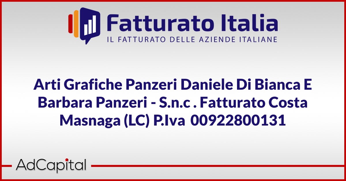 Arti Grafiche Panzeri Daniele Di Bianca E Barbara Panzeri - S.n.c ...