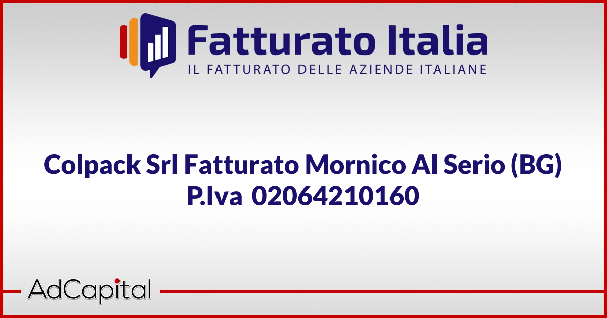 Colpack Srl Fatturato Mornico Al Serio (BG) P.Iva 02064210160
