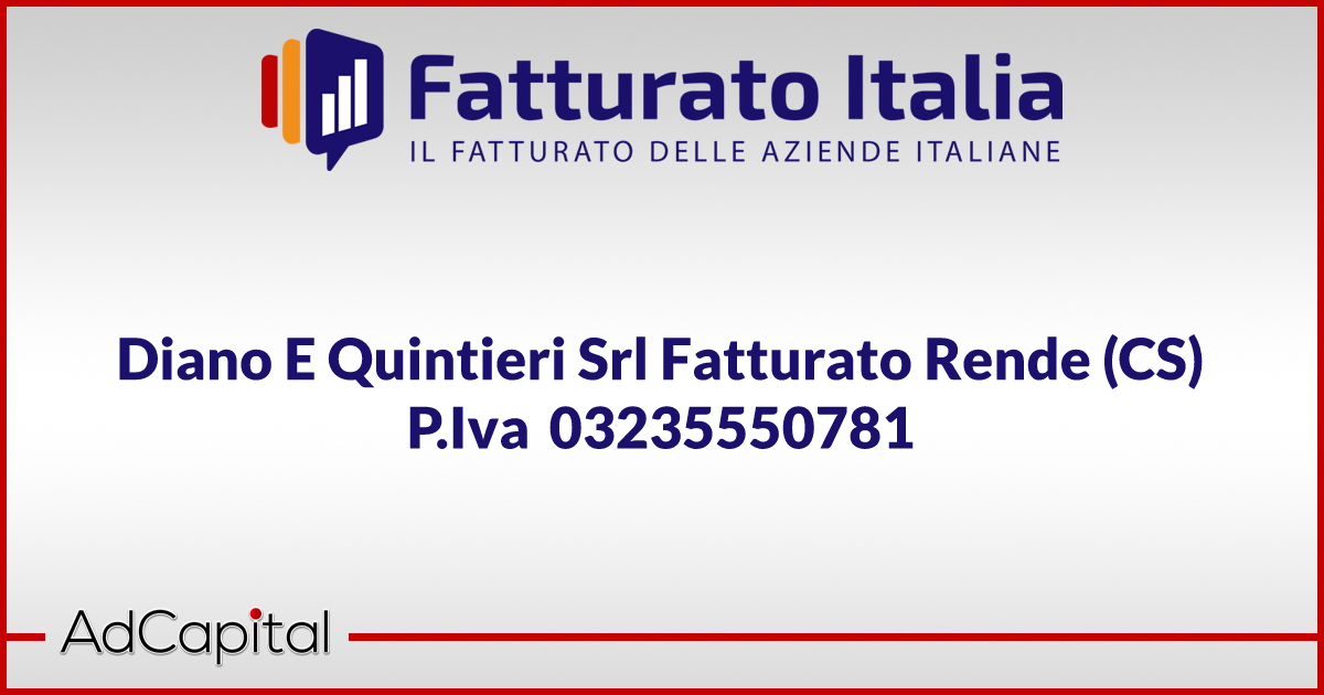 Diano E Quintieri Srl Fatturato Rende (CS) P.Iva 03235550781