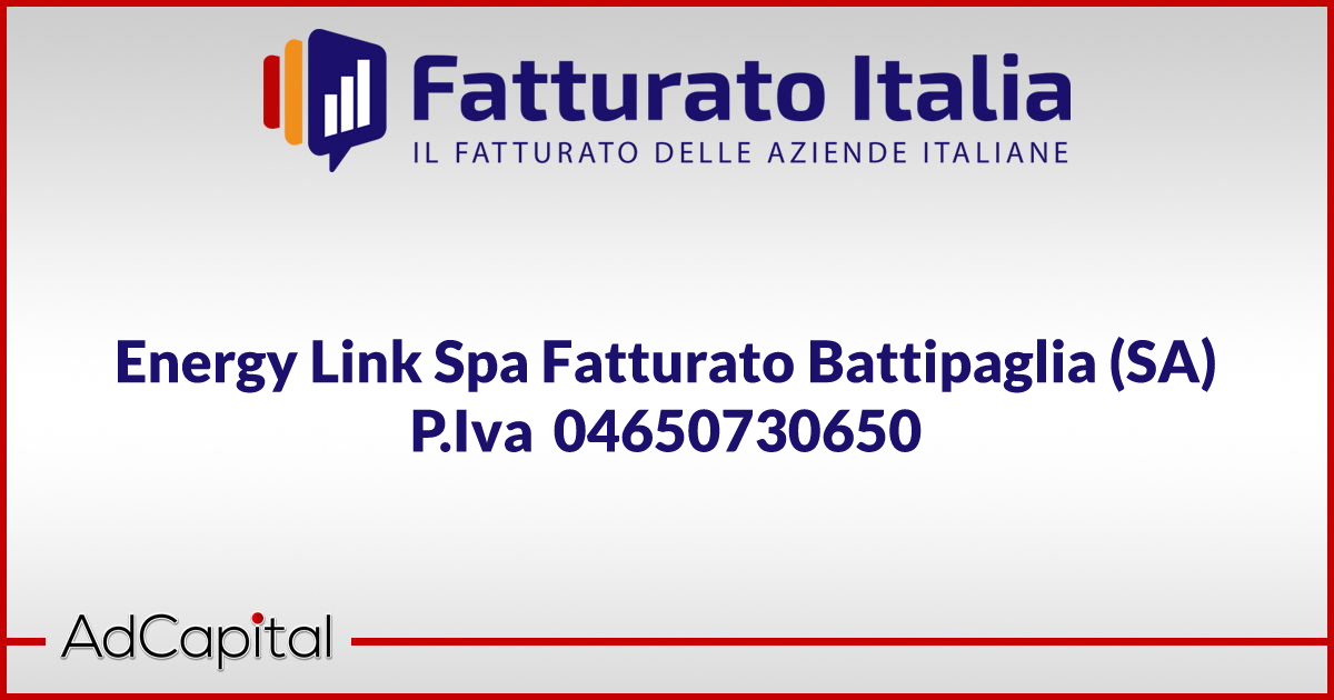 Energy Link Spa Fatturato Battipaglia (SA) P.Iva 04650730650