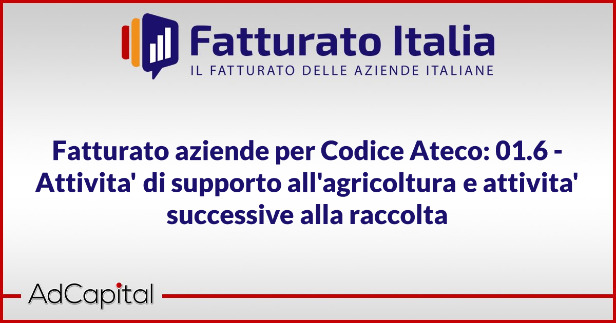 Fatturato aziende per Codice Ateco: 01.6 - Attivita' di supporto all ...