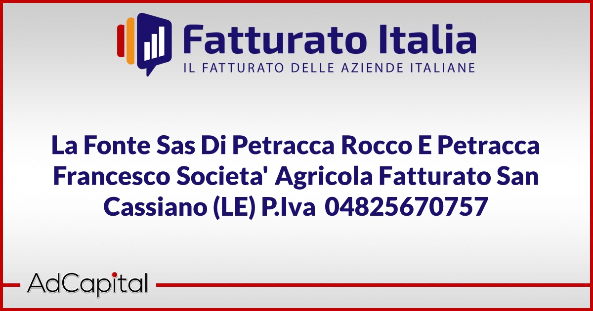 La Fonte Sas Di Petracca Rocco E Petracca Francesco Societa' Agricola ...