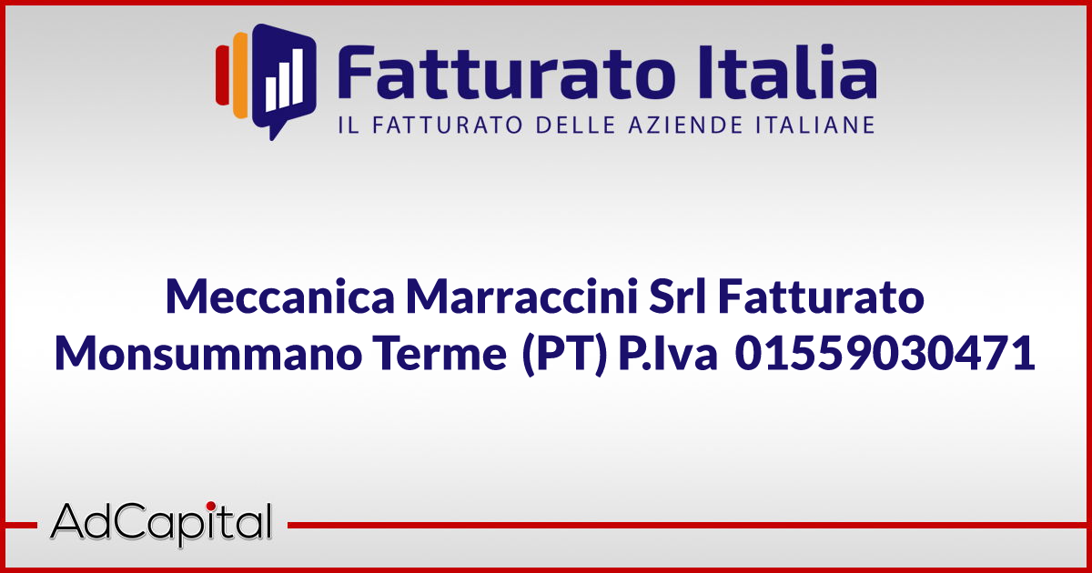 Meccanica Marraccini Srl Fatturato Monsummano Terme (PT) P.Iva 01559030471