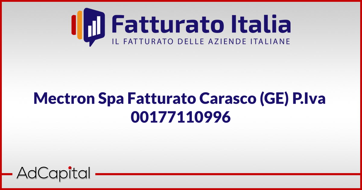 Mectron Spa Fatturato Carasco (GE) P.Iva 00177110996