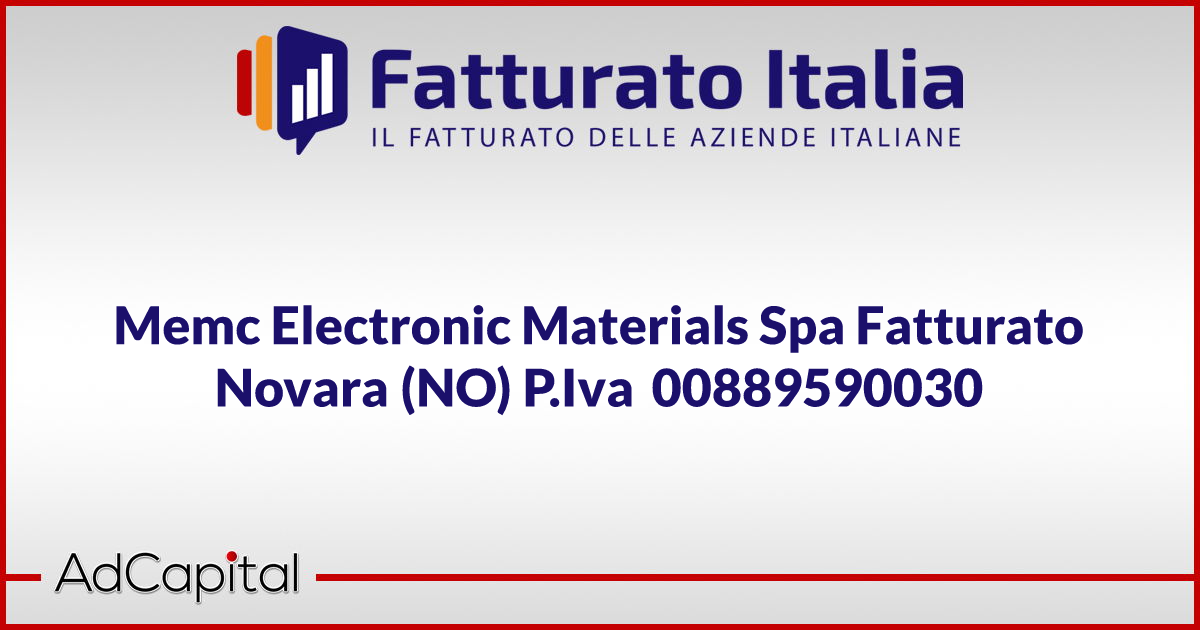 Memc Electronic Materials Spa Fatturato Novara (NO) P.Iva 00889590030