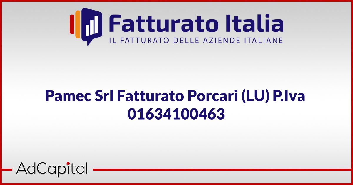 Pamec Srl Fatturato Porcari (LU) P.Iva 01634100463