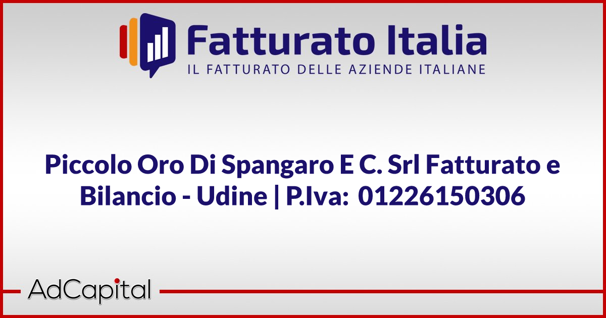 Piccolo Oro Di Spangaro E C. Srl Fatturato e Bilancio - Udine | P.Iva ...