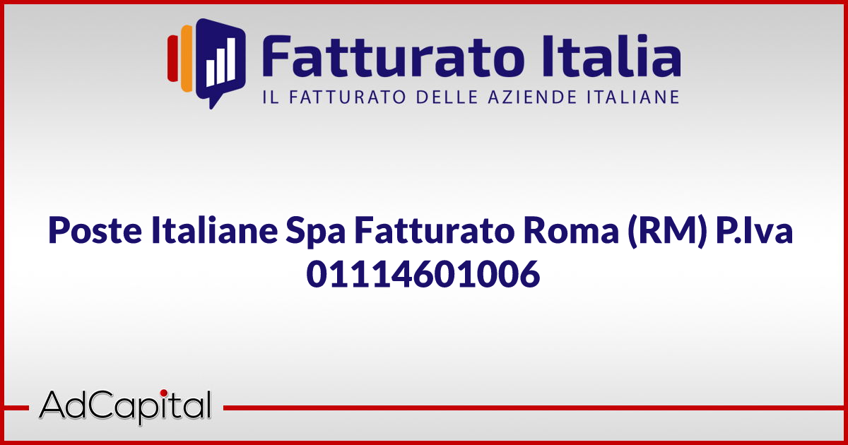 Poste Italiane Spa Fatturato Roma (RM) P.Iva 01114601006