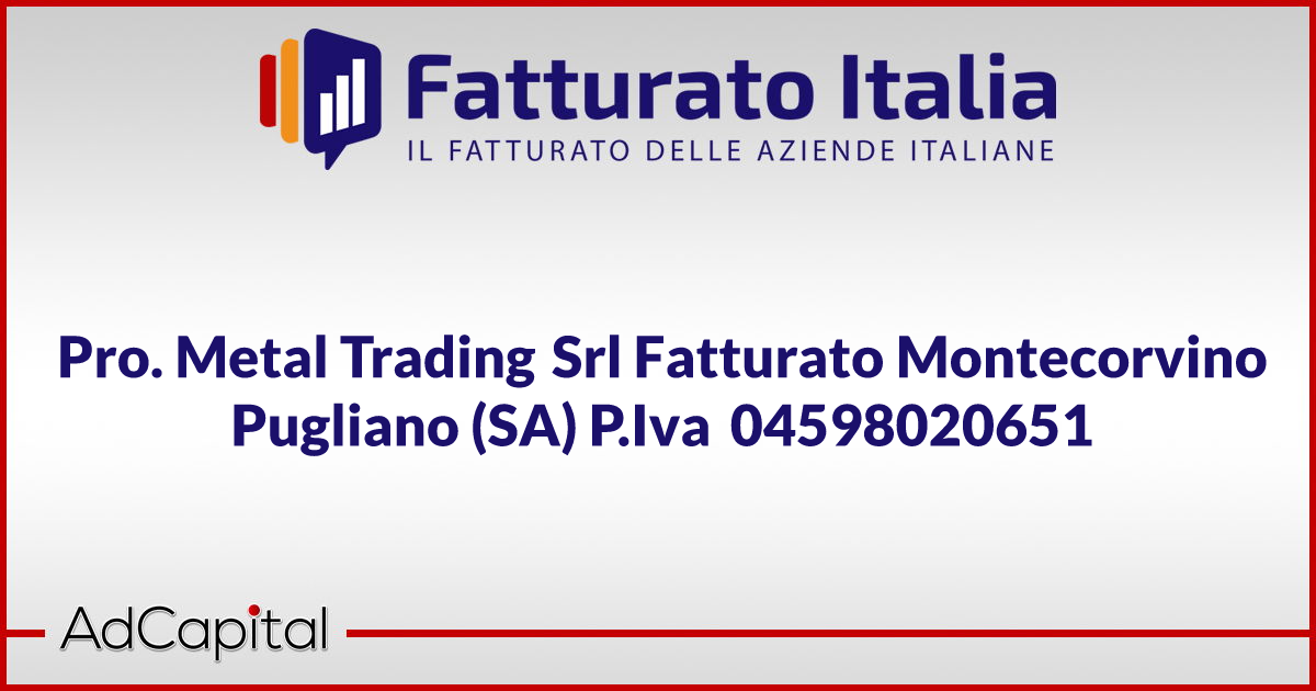 Pro. Metal Trading Srl Fatturato Montecorvino Pugliano (SA) P.Iva ...