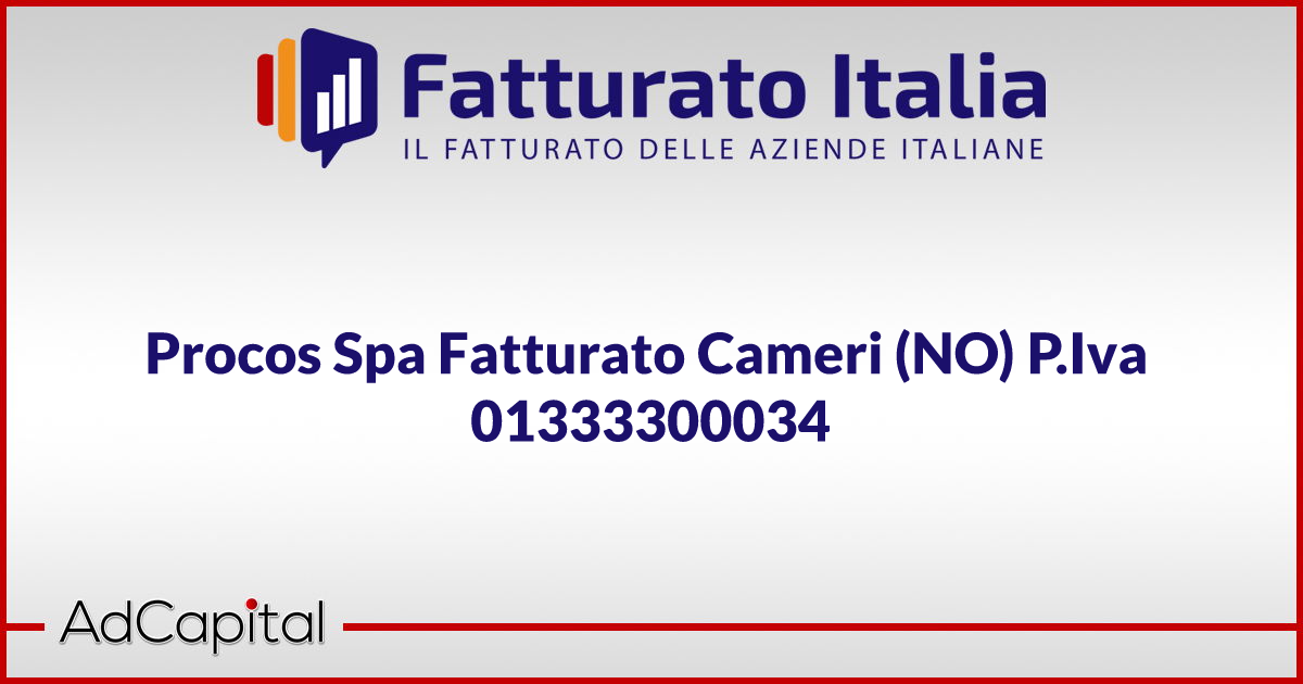 Procos Spa Fatturato Cameri (NO) P.Iva 01333300034