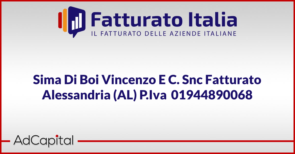 Sima Di Boi Vincenzo E C. Snc Fatturato Alessandria (AL) P.Iva 01944890068