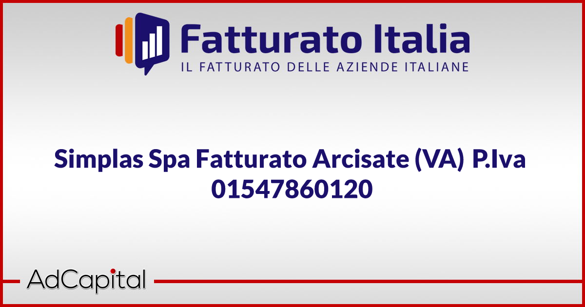 Simplas Spa Fatturato Arcisate (VA) P.Iva 01547860120