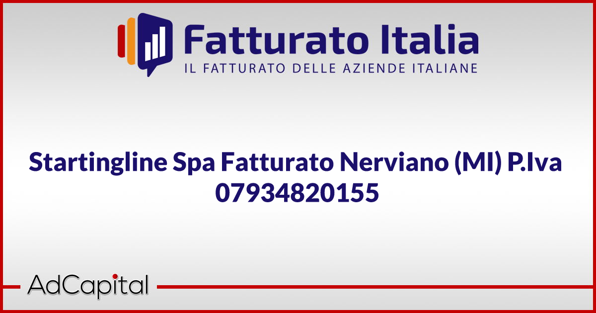 Startingline Spa Fatturato Nerviano (MI) P.Iva 07934820155