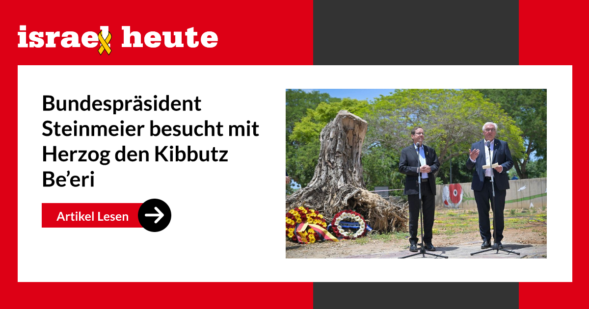 Bundespräsident Steinmeier besucht mit Herzog den Kibbutz Be’eri ...