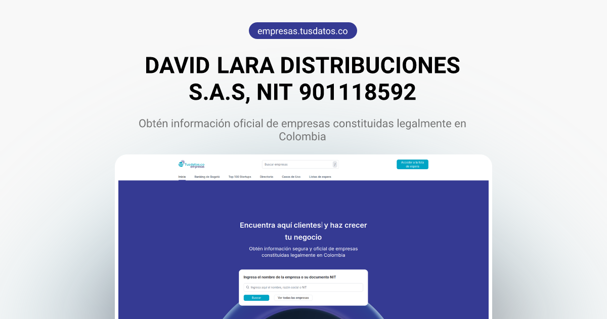DAVID LARA DISTRIBUCIONES S.A.S | 901118592 | Tusdatos Empresas