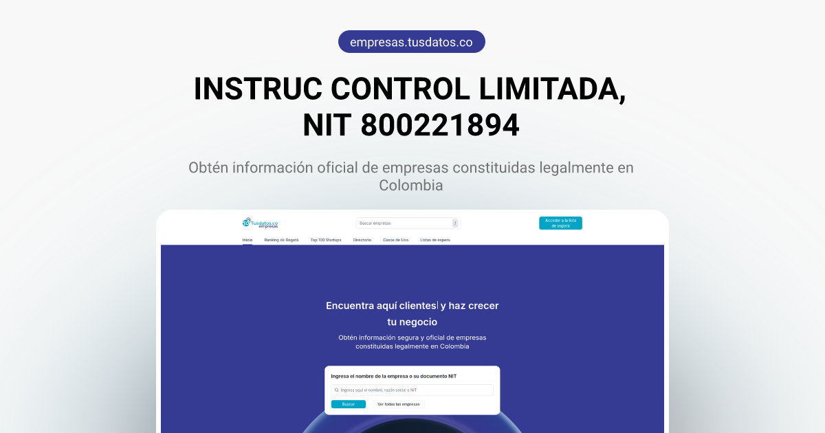 INSTRUC CONTROL LIMITADA | 800221894 | Tusdatos Empresas
