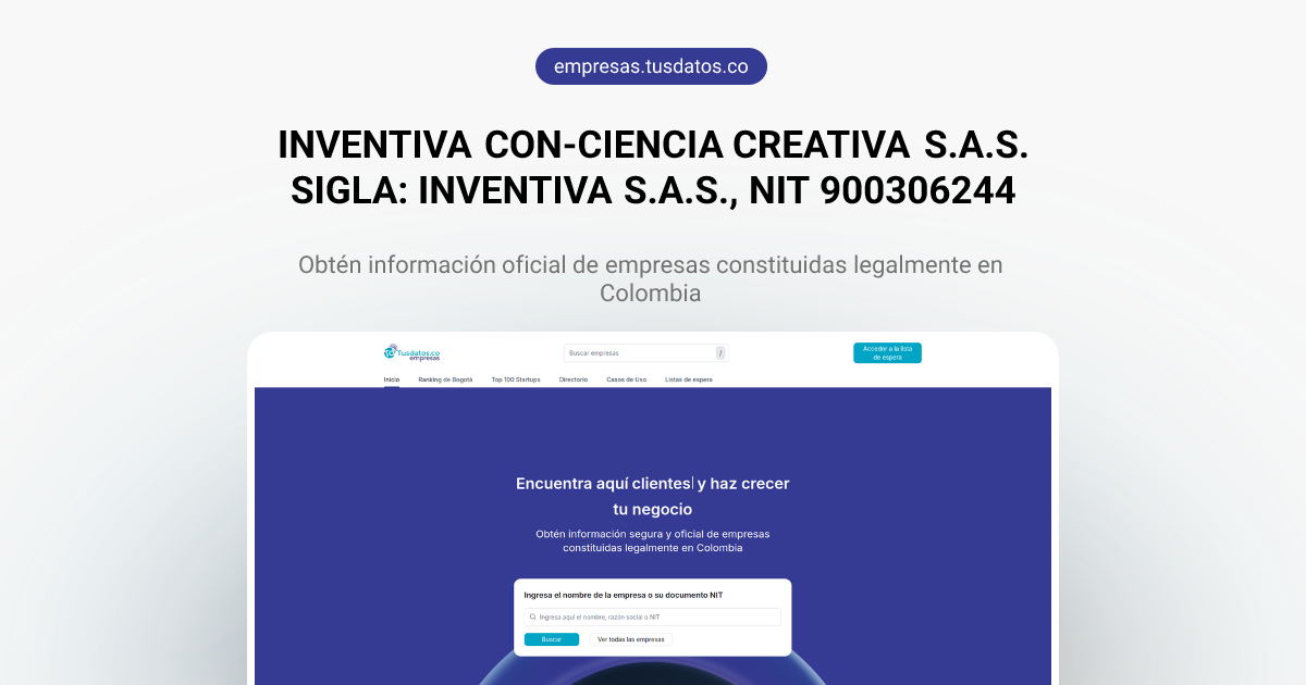 INVENTIVA CON-CIENCIA CREATIVA S.A.S. SIGLA: INVENTIVA S.A.S ...