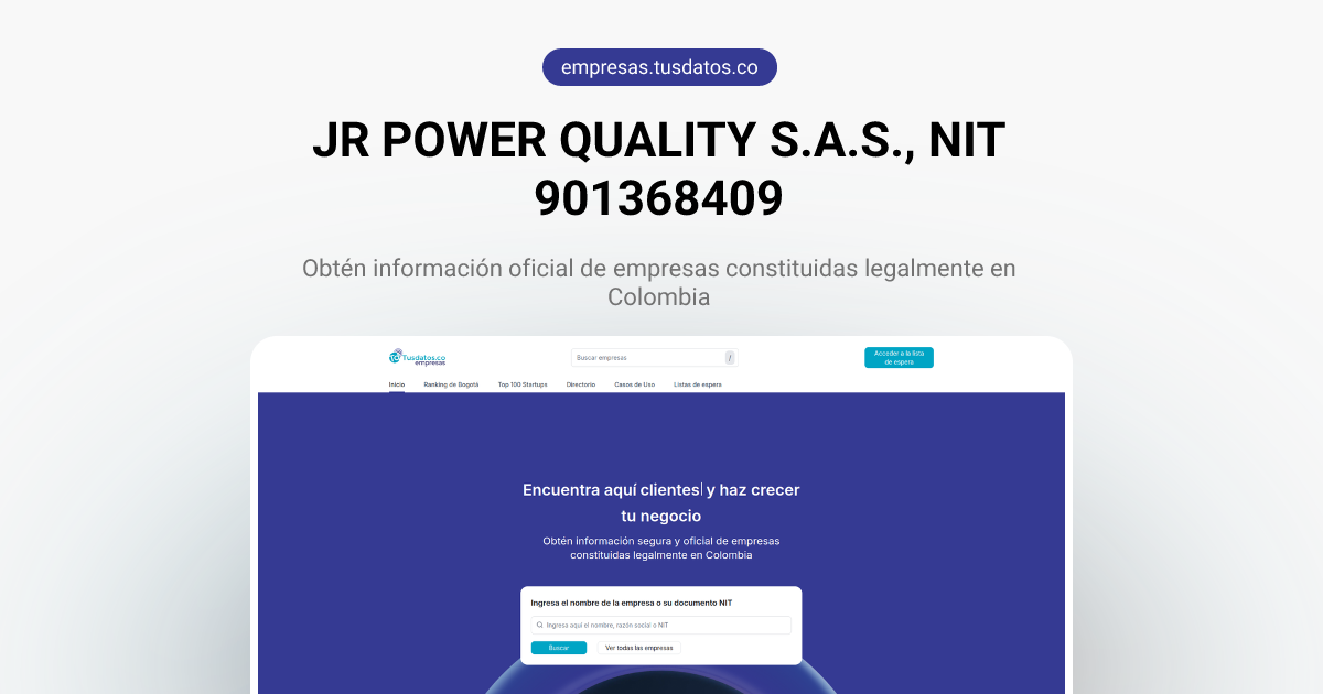 JR POWER QUALITY S.A.S. | 901368409 | Tusdatos Empresas