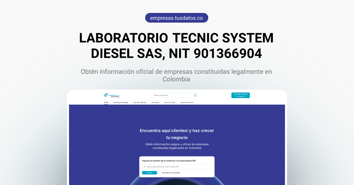 LABORATORIO TECNIC SYSTEM DIESEL SAS | 901366904 | Tusdatos Empresas