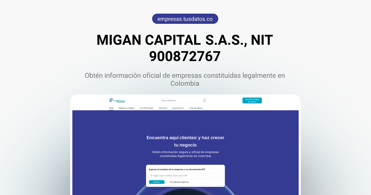 MIGAN CAPITAL S.A.S. | 900872767 | Tusdatos Empresas