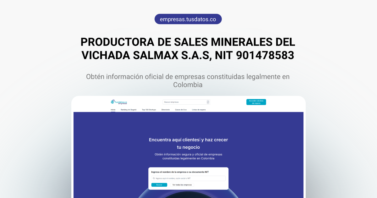 PRODUCTORA DE SALES MINERALES DEL VICHADA SALMAX S.A.S | 901478583 ...