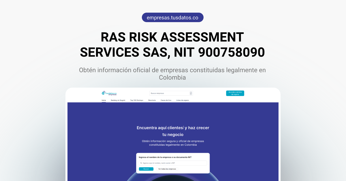 RAS RISK ASSESSMENT SERVICES SAS | 900758090 | Tusdatos Empresas