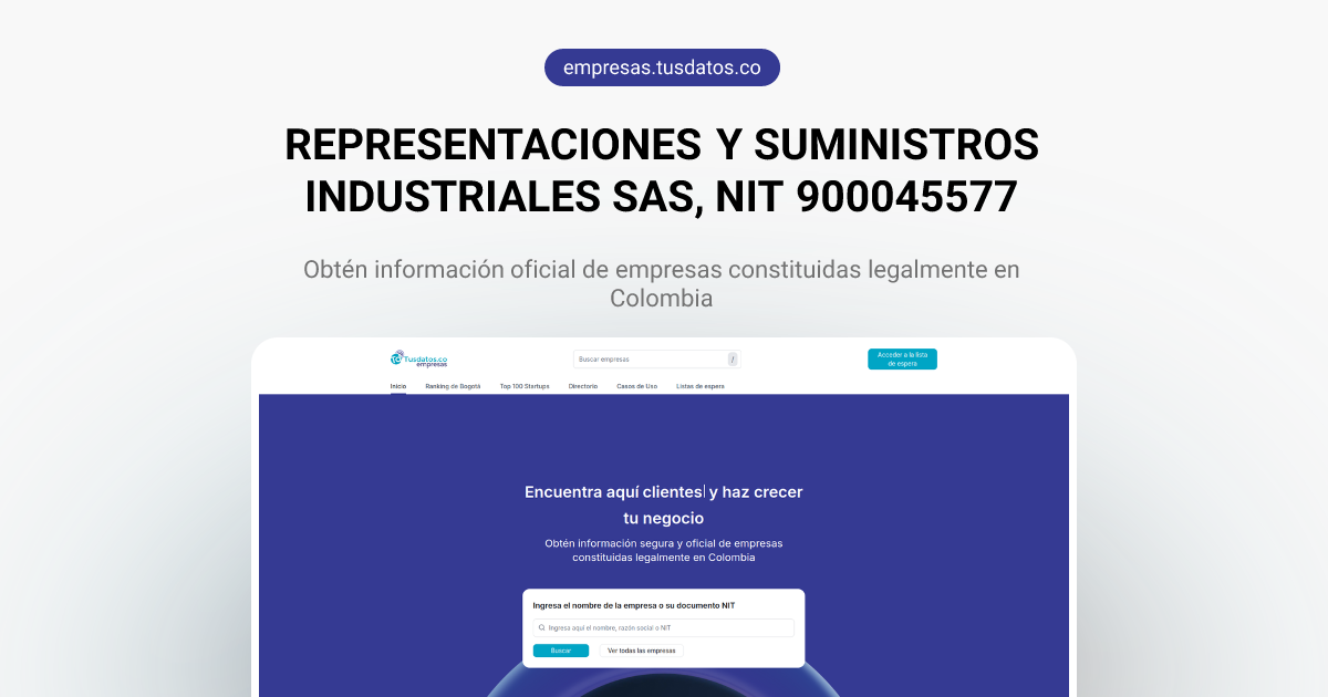 REPRESENTACIONES Y SUMINISTROS INDUSTRIALES SAS | 900045577 | Tusdatos ...