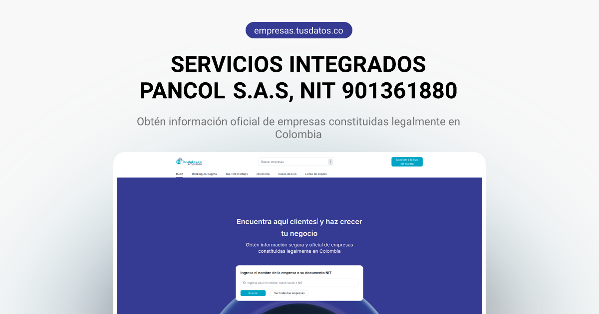 SERVICIOS INTEGRADOS PANCOL S.A.S | 901361880 | Tusdatos Empresas
