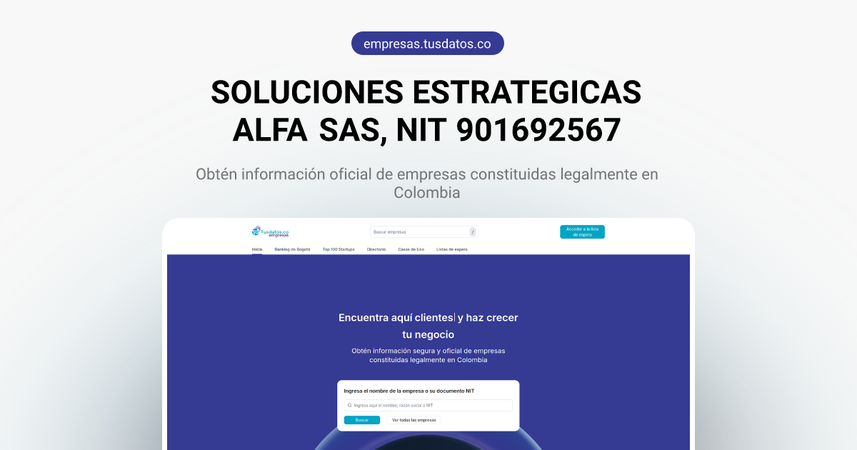 SOLUCIONES ESTRATEGICAS ALFA SAS | 901692567 | Tusdatos Empresas