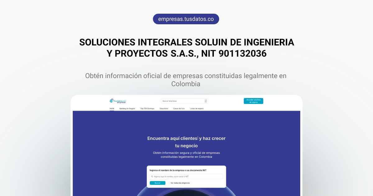 SOLUCIONES INTEGRALES SOLUIN DE INGENIERIA Y PROYECTOS S.A.S ...