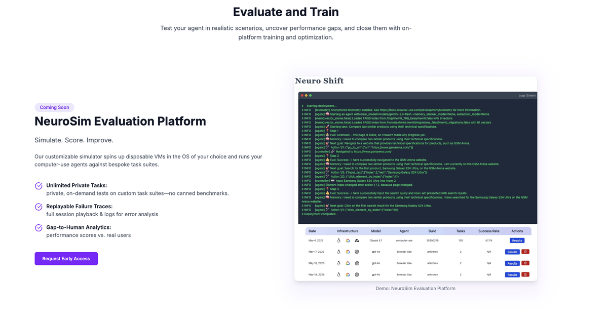 NeuroSim Beta - Private Sandbox for Browser-Agent & Model Evaluation | Paradigm Shift AI
